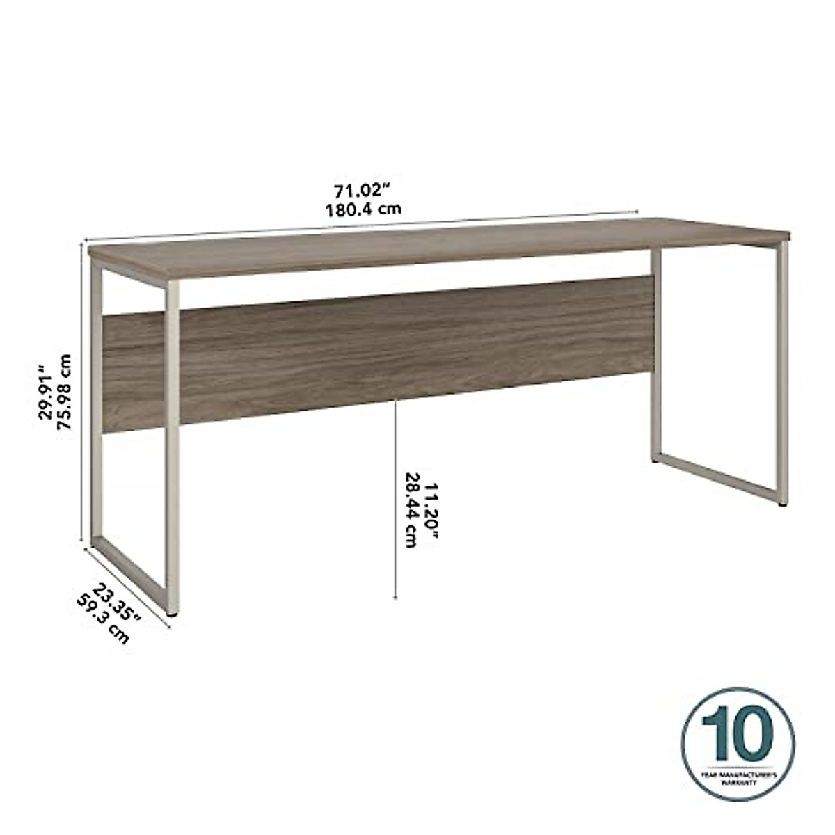 Bush Business Furniture Hybrid Computer Table Desk with Metal Legs, 72W x 24D, Modern Hickory