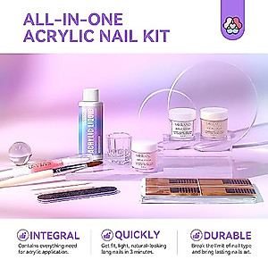 Saviland Acrylic Nail Kit French Sculpture Set: Clear/Nude/Pink Acrylic Powder and Liquid Set Acrylic Nail Brush Cuticle Oil for Nail Care Professional DIY Acrylic Nail Art Beginner Acrylic Nail Kit