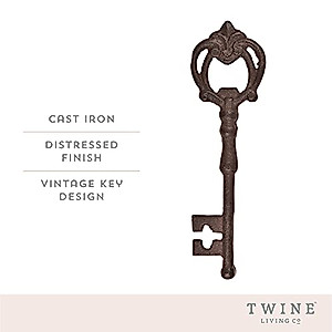 Twine Key Bottle Opener, Cast Iron Vintage Bottle Opener, Remove Bottlecaps, Vintage Design, 5.5 Inches, Distressed Finish, Set of 1