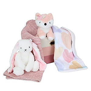 Lambs & Ivy Pink/White 5-Piece Luxury Infant/Newborn/Baby Gift Basket