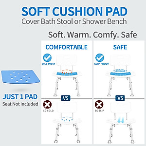MINIVON Shower Chair Pad 9" x 14" Inch Bath Seat Cushion Anti Skid, Cover Bathroom Tub Transfer Bench, Stickable Waterproof Soft Foam Fit Bath Chair, Padded Shower Stool Seat Mat for Elderly
