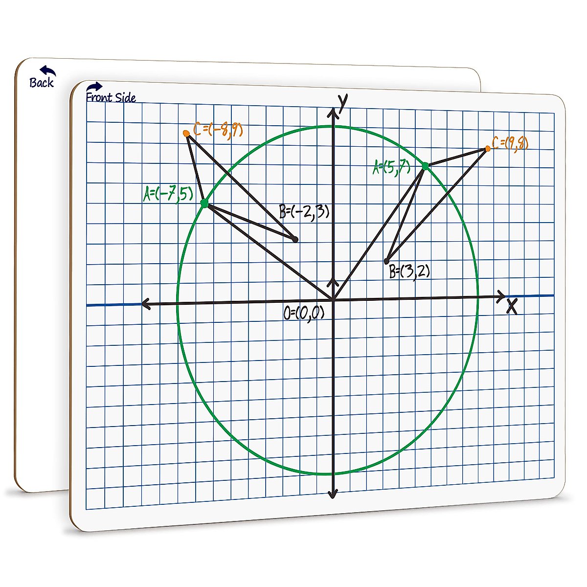 Scribbledo Dry Erase XY Axis Graph Lap Boards 9” X 12” for Student and Classroom Use Math White Board Double Sided White Board