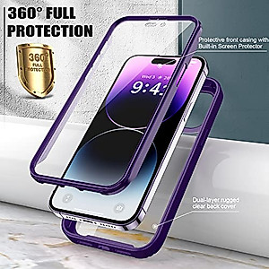 Goodon iPhone 14 Pro Max Case with Screen Protector and Camera Lens Protector,Military Drop Tested from 6 Ft,Acrylic Cover TPU Bumper Scratch Resistand Heavy Duty Protection Phone Case,Purple