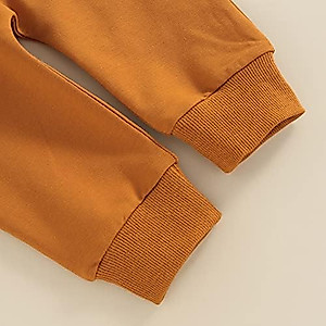 wdehow Infant Toddler Baby Boy 2Pcs Outfits Long Sleeve Letters Print Pullover Tops + Drawstring Pants Set Fall Winter Clothes (White, 12-18 Months)