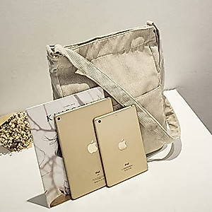 Corduroy Tote Bag for Women Cute Hobo Bag Multiuse Large Satchel Bag Shoulder Bag Travel Bag Tote Handbag for Schools 2023