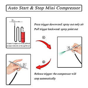 Casubaris Airbrush kit with compressor portable cordless airbrush kit,rechargeable auto stop dual action air brush pen,match different airbrush guns for barbers model painting nail art craft makeup