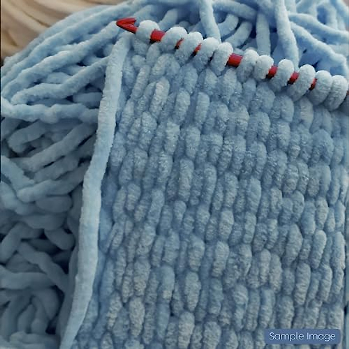 2 Pcs - Soft and Bulky Velvet Yarn for Knitting Thick & Quick | 2x100g Yarn Crochet and Knitting Assorted Yarn Baby Velvet Bulk for Adults and Kids (Baby Blue)