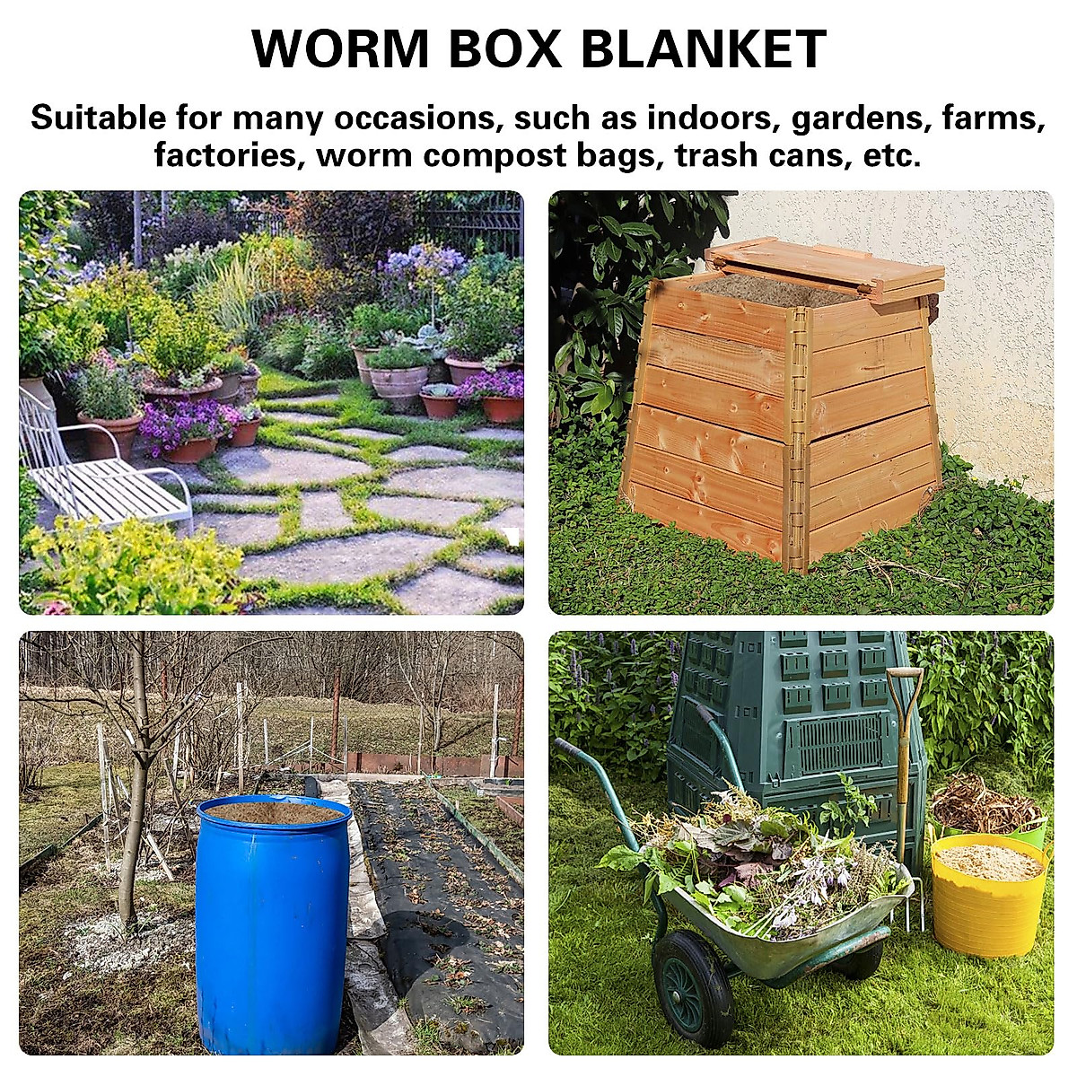 4Pcs Worm Bin Blankets, Bio-Degradable Jute Fibre Worm Compost Bin, Worm Farm, Worm Composter Keep Worm Dark Warm, Used for Garden Farm Compost