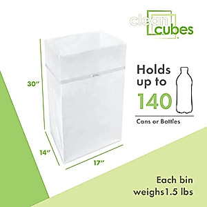 Clean Cubes 30 Gallon Trash Cans & Recycle Bins for Sanitary Garbage Disposal. Disposable Containers for Parties, Events, Recycling, and More. 3 Pack (White)