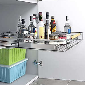 Expandable Pull Out Cabinet Organizer,17.1~28"W x 22.5"D Heavy Duty Slide Out Shelves Adjustable Hight Cabinet Pull Out Shelves,Expandable Width Spice Rack Organizer for Kitchen Cabinet