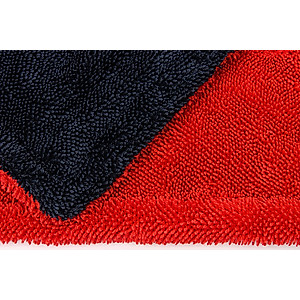 [Dreadnought Max] Triple Layer Microfiber Car Drying Towel | Twist Pile | 1400GSM | 1 Pack (30"x40", Red/Black)