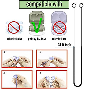 QYTOJQX Galaxy Buds 2 Strap String Lanyard Anti-Lost Leash Sports Neck Rope Cord, Soft Silicone Special Anti-Slip Texture Design Wireless Earphone, Compatible with Samsung Galaxy Buds 2 (Lilac)