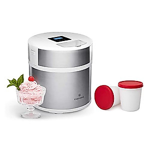 ChefWave Elado 2 Qt Automatic Frozen Yogurt, Sorbet, Gelato, Ice Cream Maker Includes 2 Pack Reusable Freezer Storage Containers 1 Qt Capacity, Recipe Book, LCD Digital Display, Adjustable Churn Time