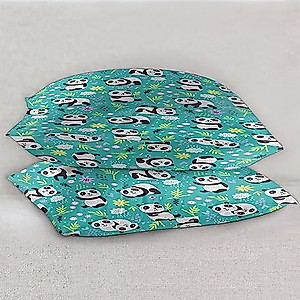 Floral Panda Satin Pillow Cases Silk Satin Pillowcase for Hair and Skin Standard Set of 2 Super Soft Silk Pillowcase with Envelope Closure (20x26 in)