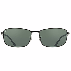Ray-Ban Men's RB3498 Rectangular, Black & Green, 61mm
