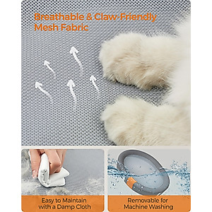 Feandrea Pet Bed, Cat Hammock, Elevated Cat Bed for Multiple Cats, with Removable Washable Mesh, for Pets up to 20 lb, Oval, Gray UPCB001G01