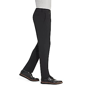 Van Heusen Men's Stain Shield Stretch Slim Fit Flat Front Dress Pant, Black, 29W x 32L