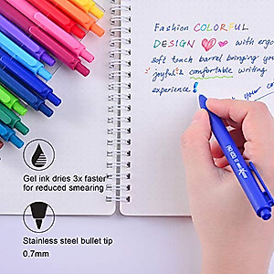 ParKoo Retractable Gel Ink Pens: 14 Assorted Colors 0.7mm Fine Point Tip Pen, Quick Dry Ink Smooth Writing Pens for Journaling Drawing Note Taking Sketching No Bleed & Smear