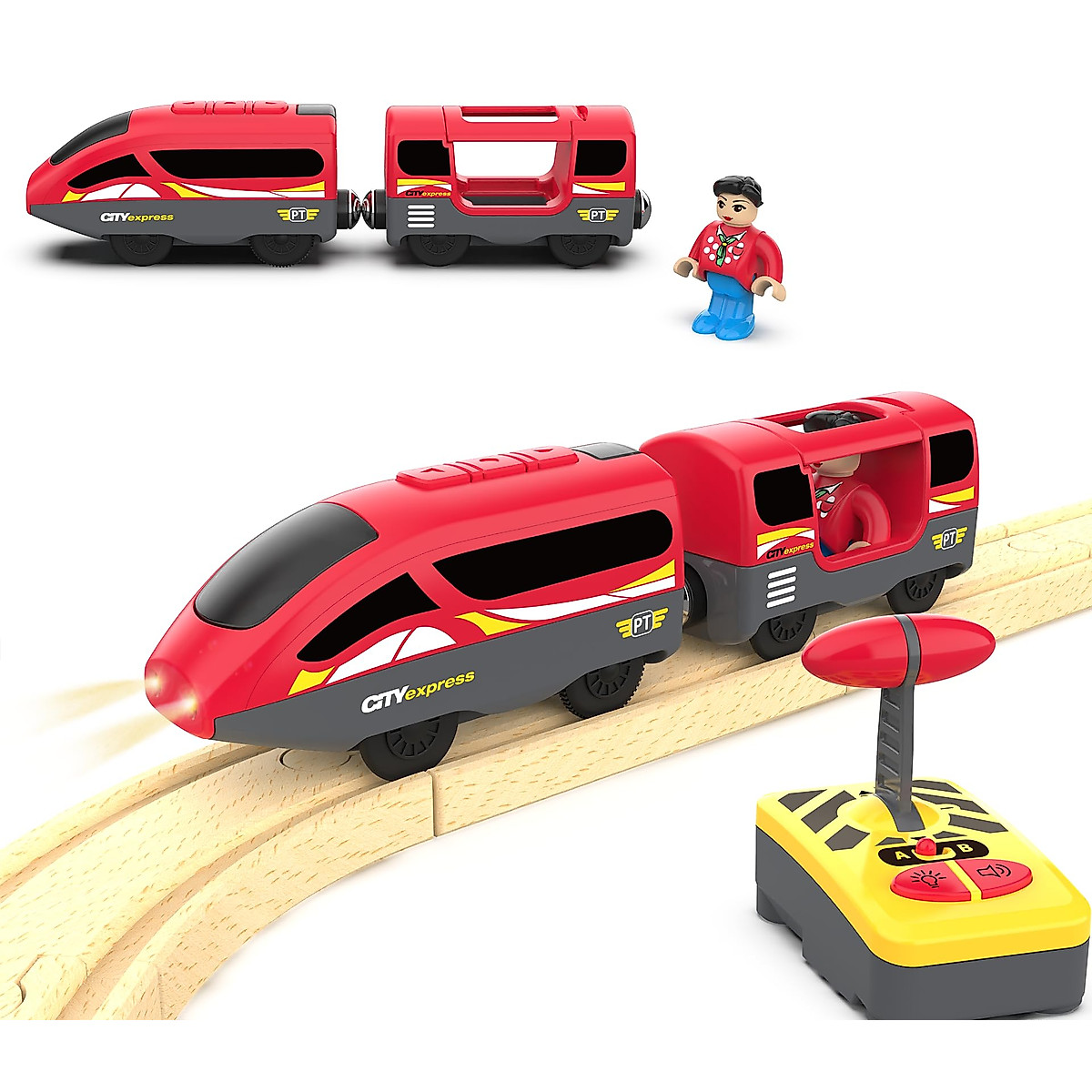 Train Track Accessories Remote Control Train, Battery Operated Locomotive Train Toy for Toddlers Train Set, Powerful Engine Train Vehicle Fits All Major Brands Railway System (Battery Not Included)