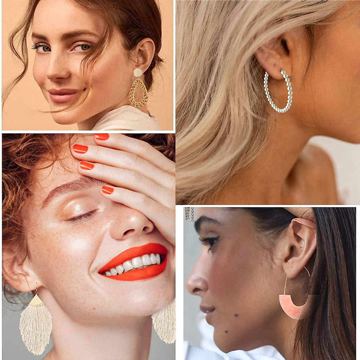 9 Pairs Rattan Earrings Tassel Woven Bohemian Earrings Straw Earrings Lightweight Acrylic Pearl Hoop Earrings Handmade Wicker Braid Drop Dangle Statement Earrings for Women