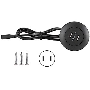 Dual USB Socket, Electric Recliner Chair Sofa Replacement Button Round Dual USB Charging Interface Smart Home (US Plug-black)