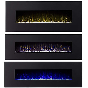 Regal Flame Denali Black 60 Log, Pebble, Crystal, 3 Color Heater Electric Wall Mounted Fireplace Better Than Wood Fireplaces, Gas Logs, Fireplace Inserts, Gas Fireplaces, Space Heaters, Propane