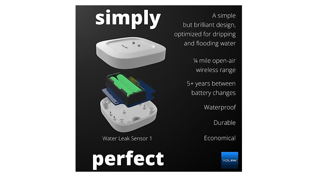 YoLink Smart Water Leak Sensor 3-Pack - 1/4 Mile Range