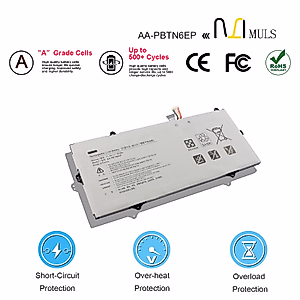 MULS AA-PBTN6EP 75Wh Laptop Battery for Samsung Notebook 9 900X3T 900X5T 930XBE 950XBE NP900X3T NP900X5T NP950XBE NT900X3T NT900X3U NT900X5T NT900X5U