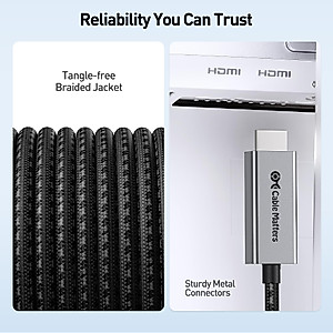 Cable Matters 48Gbps 8K USB C to HDMI 2.1 Cable 6 ft, Support 4K 240Hz and 8K 60Hz HDR - Thunderbolt 3, Thunderbolt 4, USB4 Compatible with iPhone 16/15 - Max Resolution on Any MacBook is 4K 60Hz