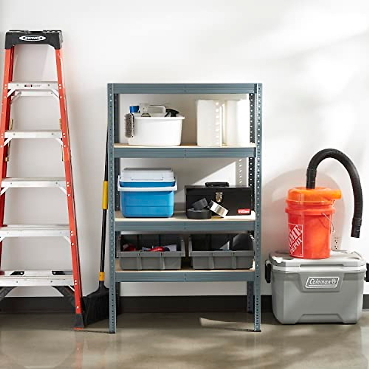 Trestles 36 x 60 4 Tier Adjustable Storage Metal Frame Shelves Boltless Multipurpose Utility Rack Unit for Warehouses and Garages, 800 lb Capacity