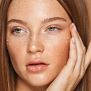 GALACTIC GOLD FACE FRECKLES set of 10 premium festival waterproof temporary metallic gold foil face Flash Tattoos | gold freckles, gold star tattoo, metallic tattoo, face flash, face shimmer,