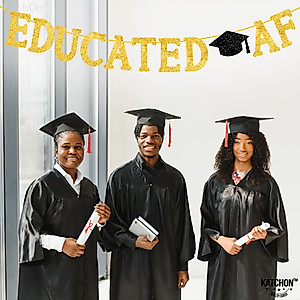 KatchOn, Gold Glitter Graduation Banner - 10 Feet, No DIY | Graduation Banner for Graduation Party Decorations | Graduation Decorations, Congratulations Decorations| Funny Graduation Decorations 2023