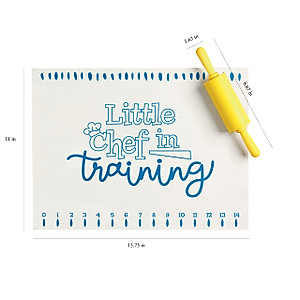 C.R. Gibson Kids in The Kitchen Silicone Mat and Rolling Pin for Children, Multicolor