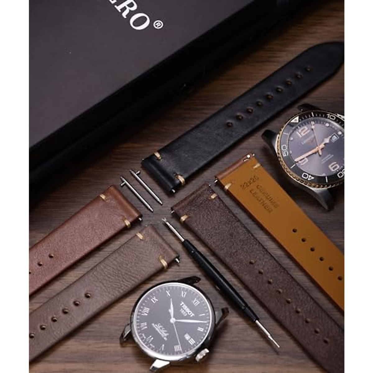 REZERO Quick Release Watch Band, Top Grain Leather Watch Straps, Italian Calfskin Watchbands Replacement 18mm 19mm 20mm 21mm 22mm 23mm 24mm for Men, Women