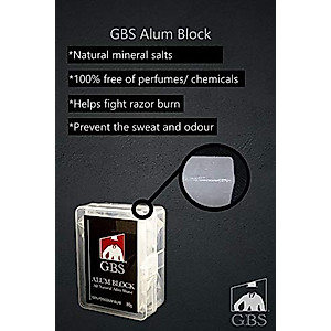 G.B.S Alum Block All Natural Deodorant- After Shave Soothing An Essential For Every Wet Shaver Remedy For Nicks cuts caused By shaving Pack of 1 (Alum Block All Natural Deodorant With Case)