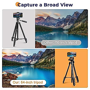 64” Phone&Tablet Tripod, Aureday Cell Phone Tripod for iPhone with Wireless Remote and Phone Holder, Extendable iPad Tripod Stand for Video Recording/Makeup/Live Streaming