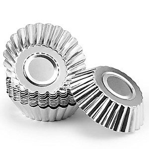 Tosnail 50 Pieces Aluminum Egg Tart Mold Small Tart Pie Tin Mini Cupcake Cake Muffin Cookie Mold Baking Cups