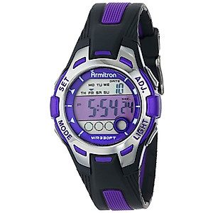 Armitron Sport Women's 45/7030PUR Purple Accented Black Resin Strap Digital Chronograph Watch
