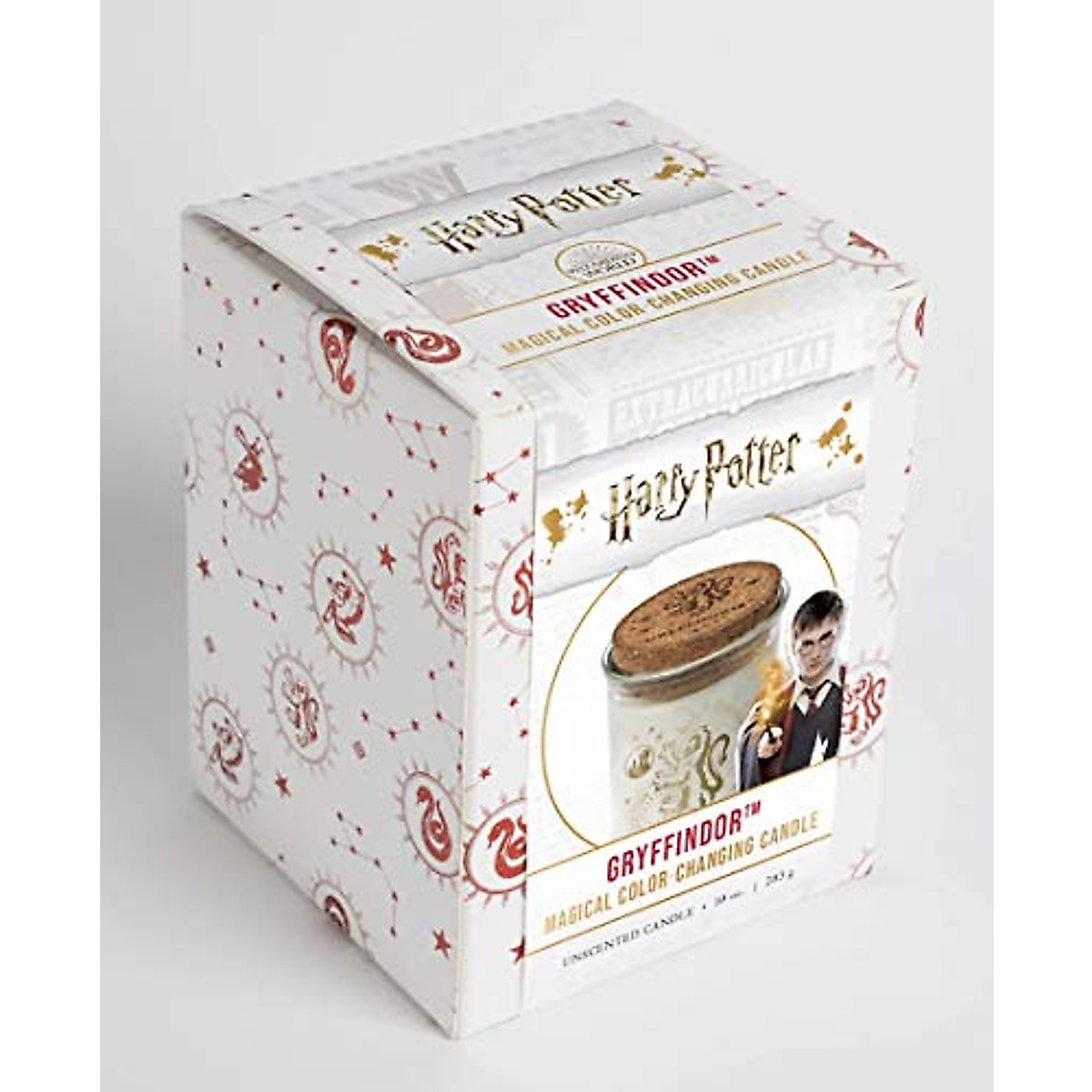 Harry Potter Color Changing Gryffindor Candle, Large 10 oz - Wax Turns from White to Red When Lit - Soy Wax, Unscented - Great Gift for Harry Potter Fans