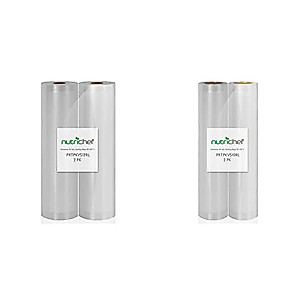 NutriChef Vacuum Sealer Bags 8x50 Rolls 2 pack for Food Saver, Seal a Meal, NutriChef, Heavy Duty & Two 8" X10' 4 mil Commercial Grade Vacuum Sealer Food Storage Rolls, Clear