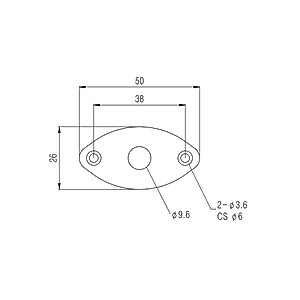 Bogart Guitar Jack Socket Plate Curved Oval Football Style Output Jack Plate Compatible with Les Paul Ibanez Jackson Guitar or Bass with Mounting Screws Black. (HJ 003-BK)