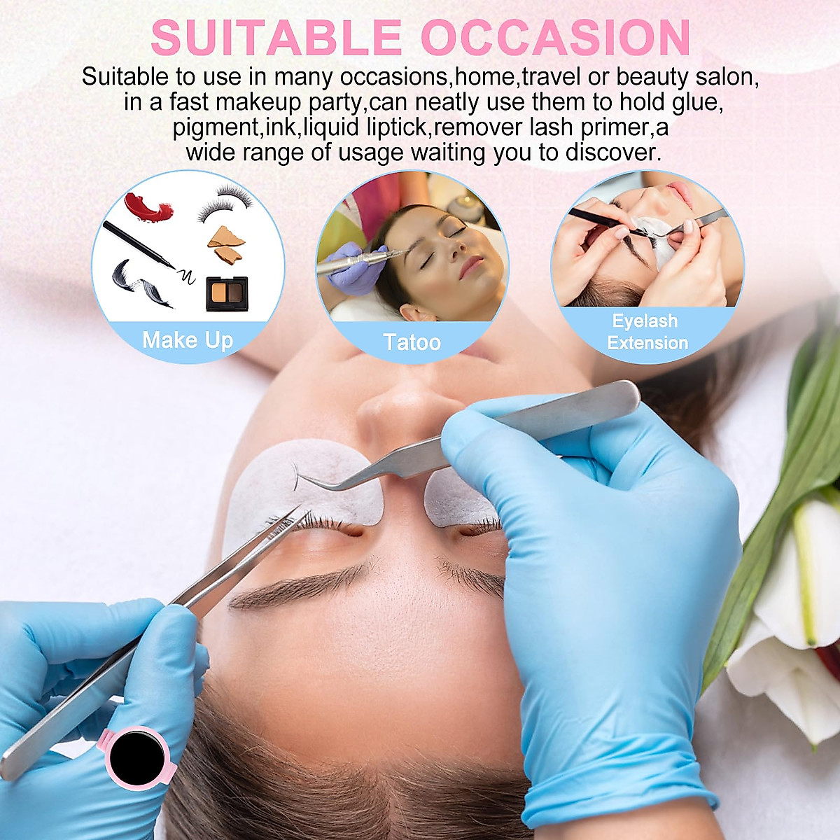 NXJ INFILILA Glue Rings, 300PCS Glue Rings for Eyelash Extensions, Disposable Lash Glue Rings Cup for Eyelash Extension Supplies, Lash Glue Holder Pigment Rings for Lash Supplies