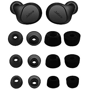 Rqker Ear Tips Compatible with Jabra 65t 75t Elite 3 Elite 7 Pro Active Elite 4, 3 Pairs Silicon Ear Tips 3 Pairs Foam Eartips Compatible with Jabra Elite 3 Elite 7 Pro Active Elite 4, 6S6F Black