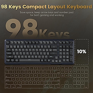 Redragon Mechanical Keyboard Wireless, Gaming Keyboard Wireless 3-Modes 94 Keys Mechanical Keyboard Hot-Swap Socket, RGB Creamy Gaming Keyboard Gasket Structure for PC/Tablet/Laptop/Xbox/PS4