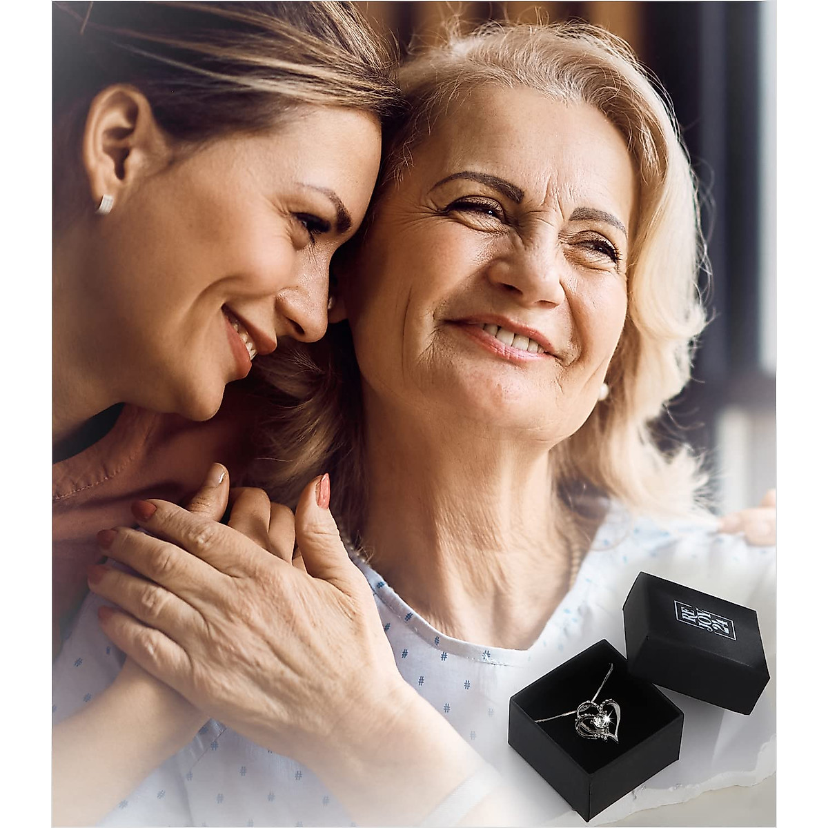 REJOY24 Heart Pendant Goodluck Necklace made of Brass, Platinum Plated coating with Shiny Rhinestone (Box included)