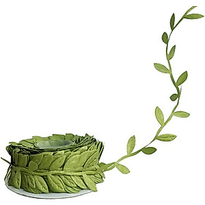 Killer's Instinct Outdoors Leaf Ribbon 20 Yard Fabric Ribbons Roll Green Leaf Ribbon 1" Width Artificial Olive Leaf Trim Ribbon or Gift Wrapping Craft DIY