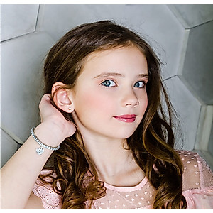 Monily Initial Bracelet for Women Heart Tag Bead Bracelet Letter S Bracelets Birthday Gifts for Her