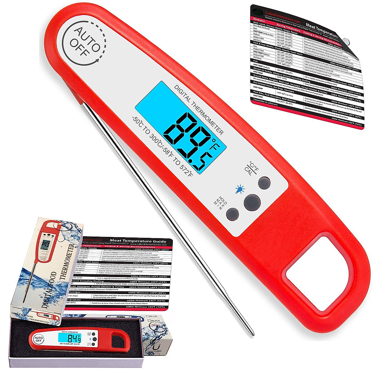 Instantaneous Digital BBQ Reading Meat, Food,Candy Thermometer/Probe Water-Resistant New Super Accurate