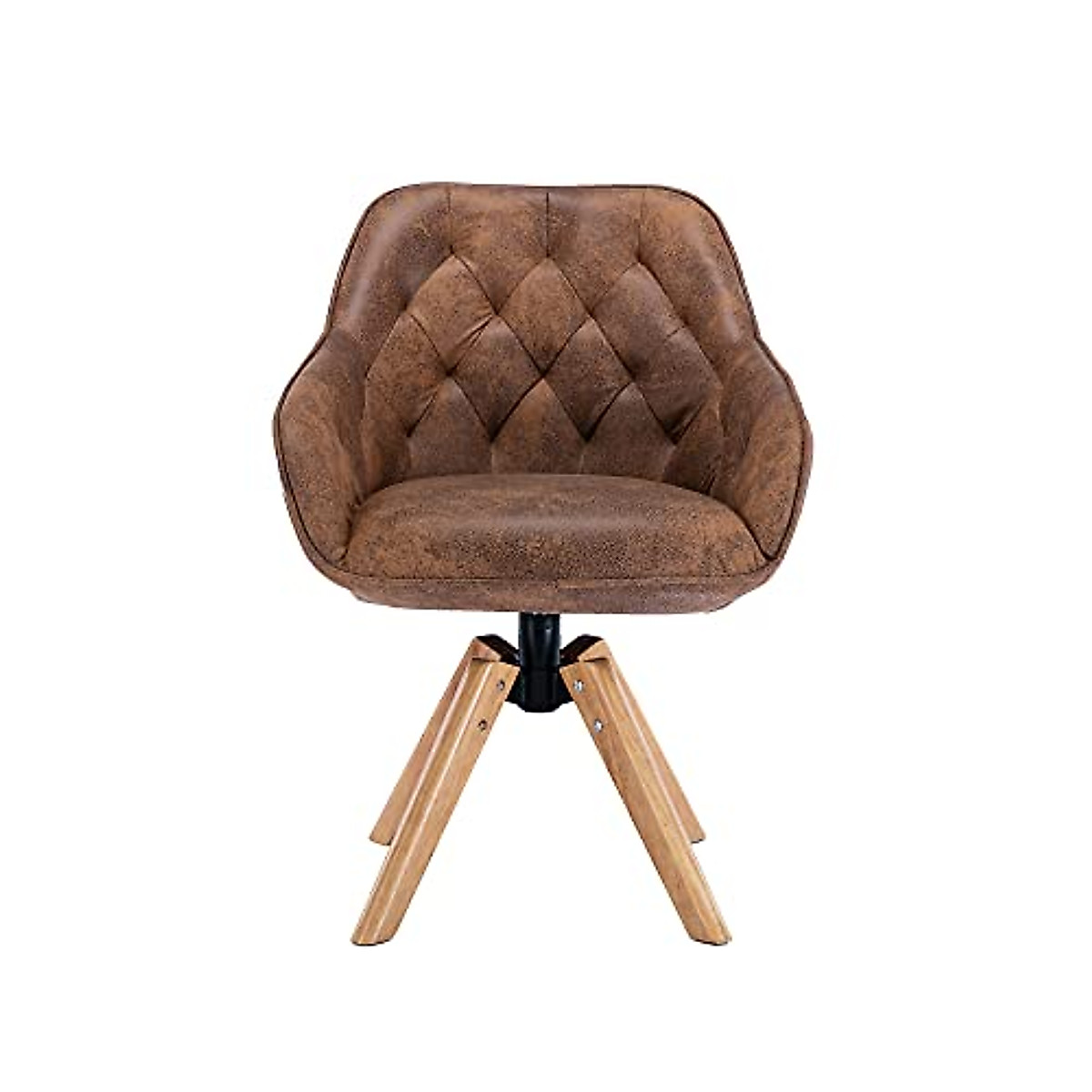 LoLado Swivel Accent Chair, Mid Century Modern Barrel Chair with Wood Legs, Velvet Armchair for Living Room Bedroom Small Spaces(Coffee)