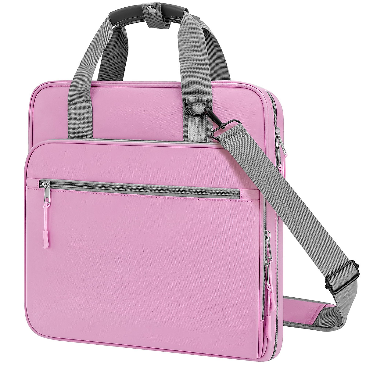 Betoores Zipper Binder, 3 Ring 2 Inch School Binder, 500 Sheet Capacity Binder with Zipper for Girl and Boy, Compatible with 13-Inch MacBook, Handle and Shoulder Strap Included (Pink)